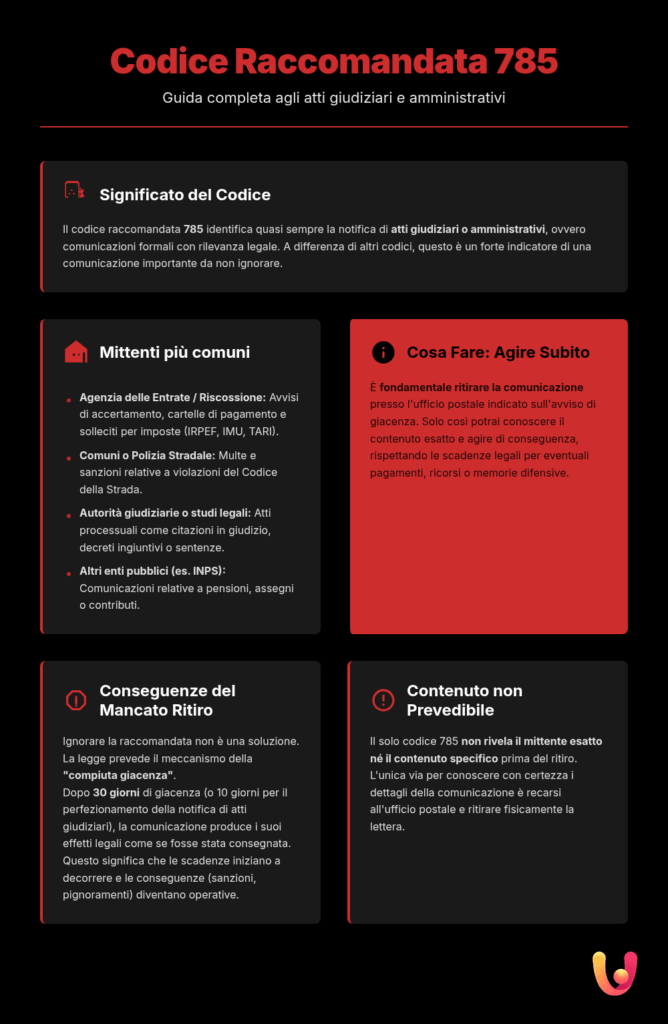 Codice raccomandata 785: significato, mittenti e cosa fare