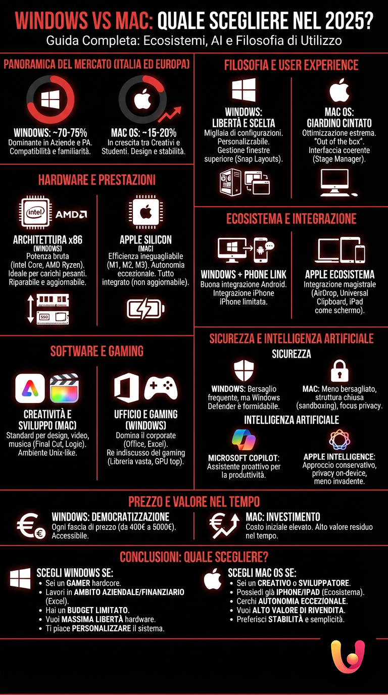 Windows vs Mac: Quale Scegliere nel 2025? Guida Completa